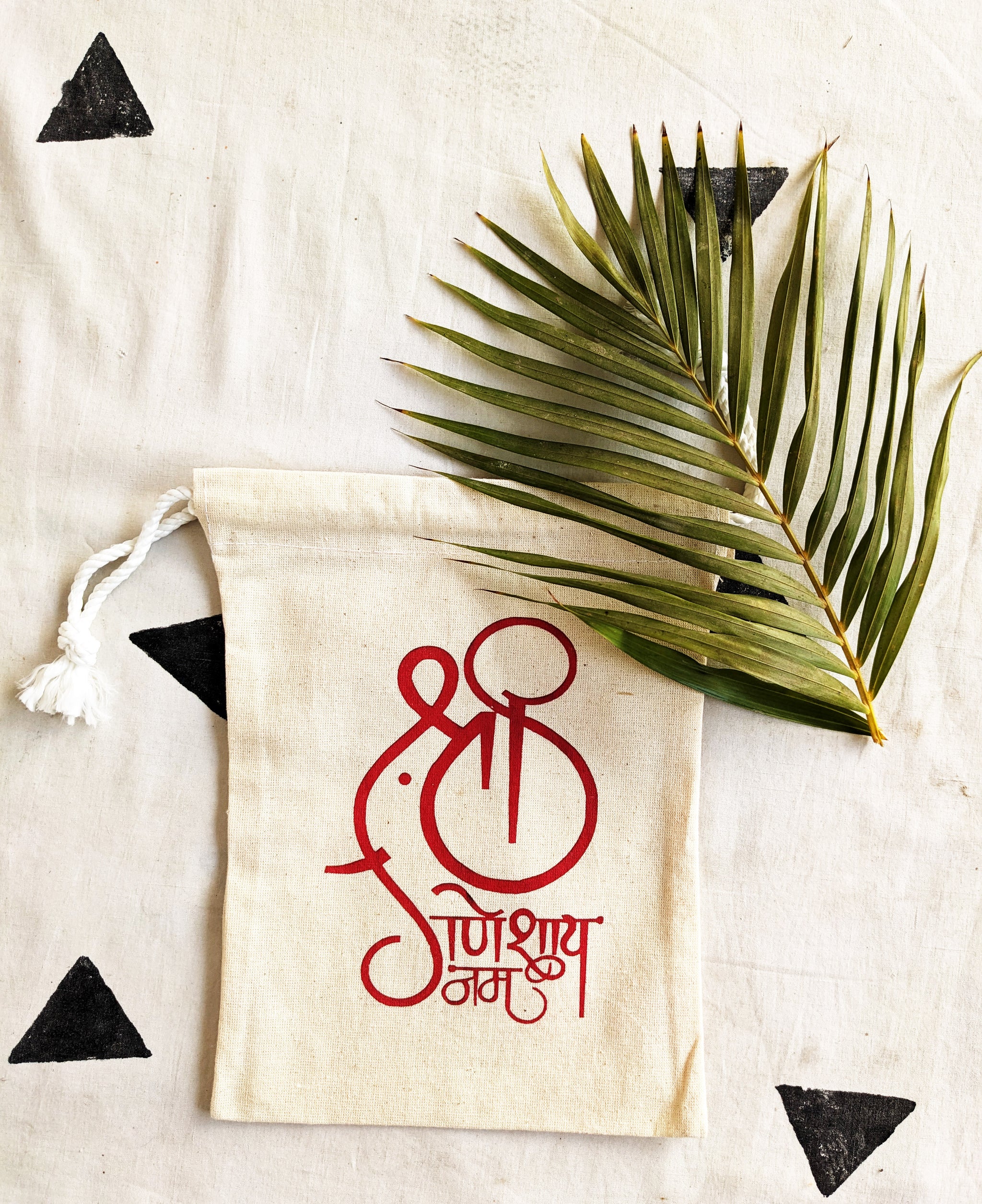 DESHKARI ! Canvas gift potli pouch with Shree Red ganesh print | Potli ...